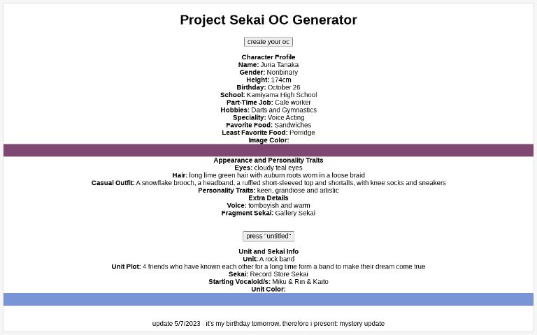 Project Sekai OC Generator