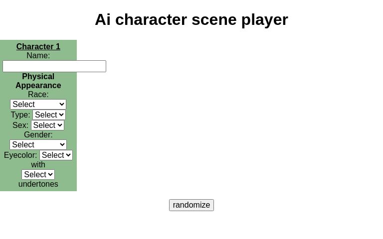 Ai character scene player ― Perchance Generator