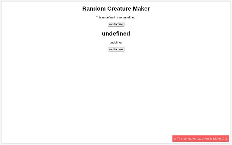 Random Creature Maker ― Perchance Generator