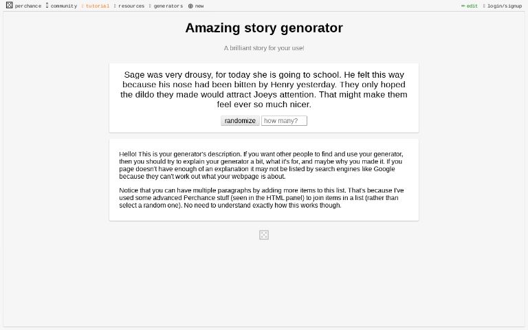 Amazing story genorator ― Perchance Generator
