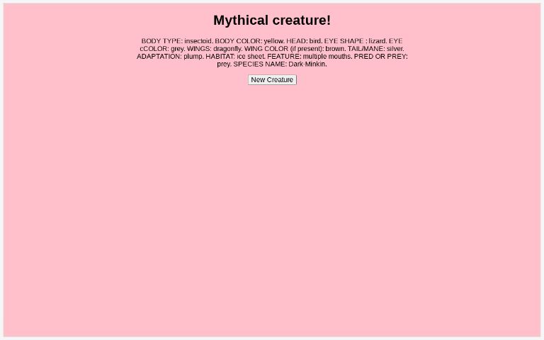 Mythical creature! ― Perchance Generator