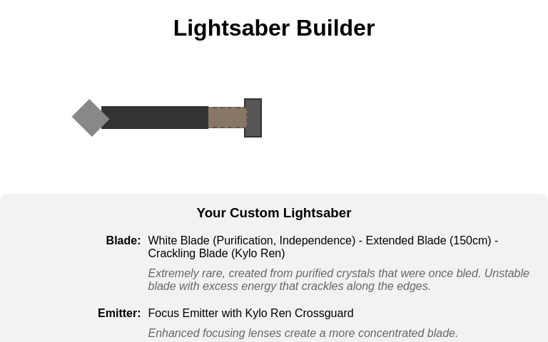 Lightsaber Builder ― Perchance Generator