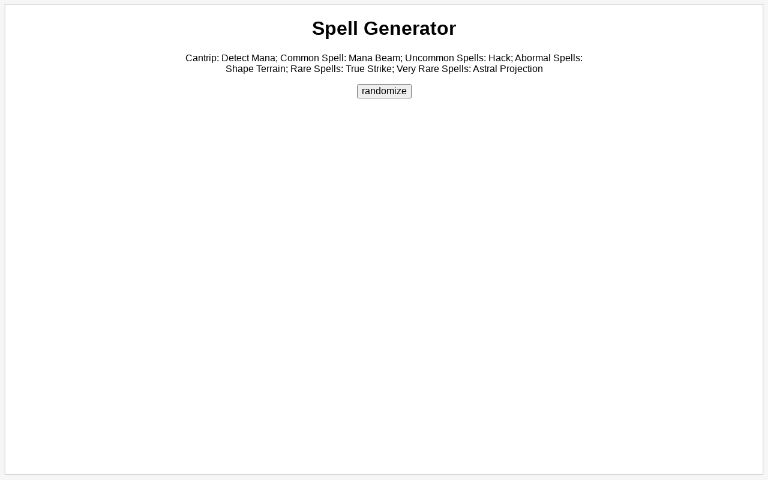 Spell Generator