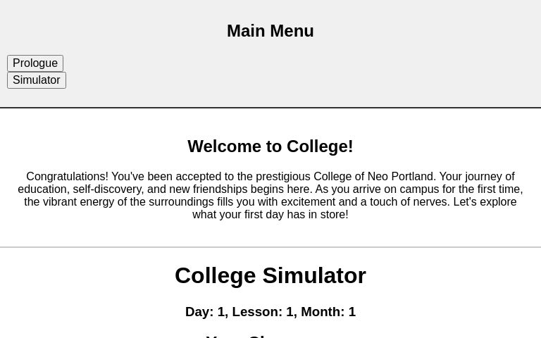 College Simulator ― Perchance Generator