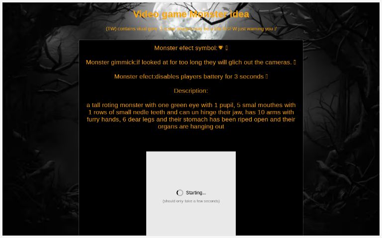 Video game Monster idea ― Perchance Generator