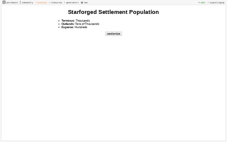 Starforged Settlement Population ― Perchance Generator