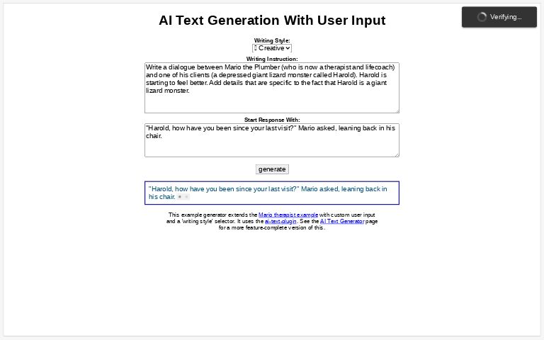 AI Text Generation With User Input