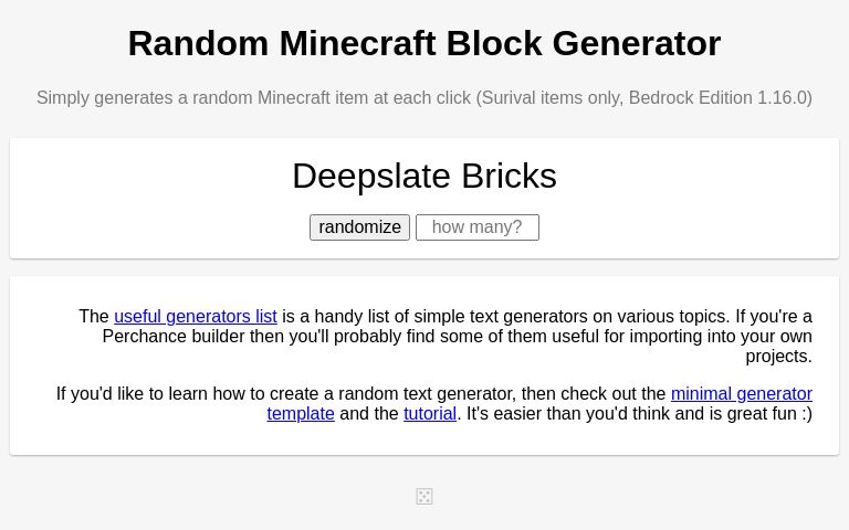 Random Minecraft Block Generator