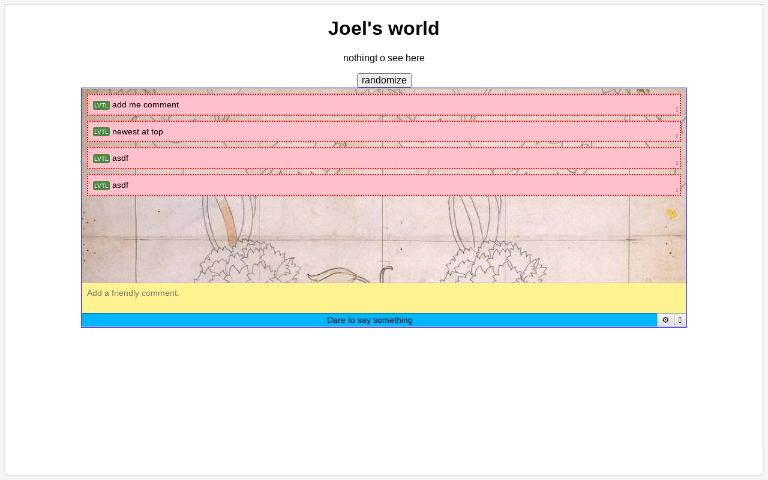 Joel's world ― Perchance Generator