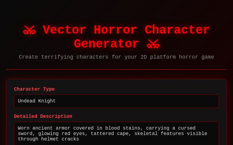 ⚔️ Vector Horror Character Generator ⚔️