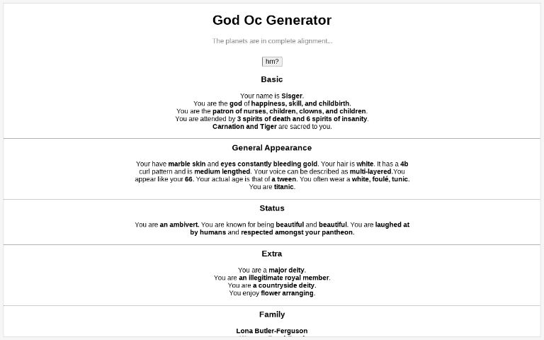 God Oc Generator
