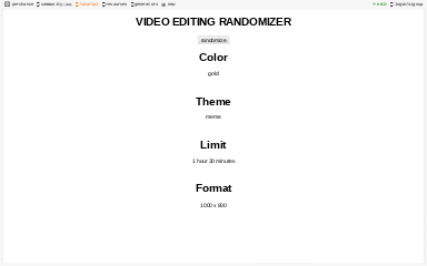 VIDEO EDITING RANDOMIZER ― Perchance Generator