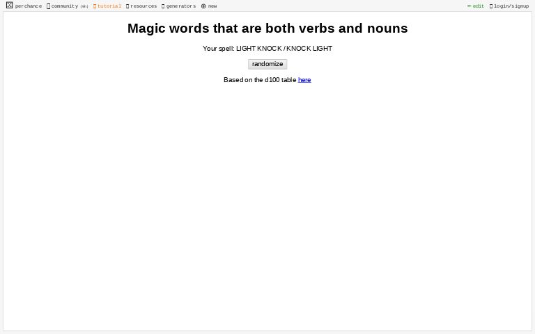 Magic words that are both verbs and nouns ― Perchance Generator