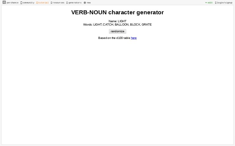 VERB-NOUN character generator