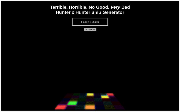 Terrible, Horrible, No Good, Very Bad Hunter x Hunter Ship Generator
