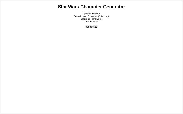 Star Wars Character Generator