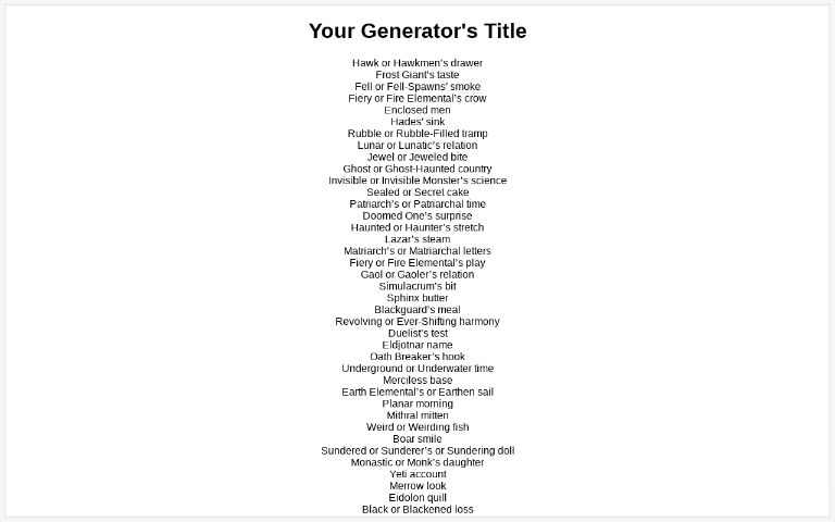 Very Chaotic ― Perchance Generator