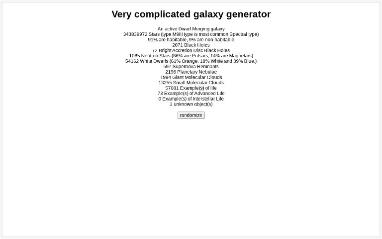 Very complicated galaxy generator