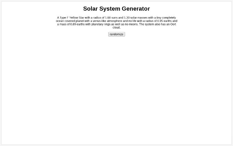 Solar System Generator