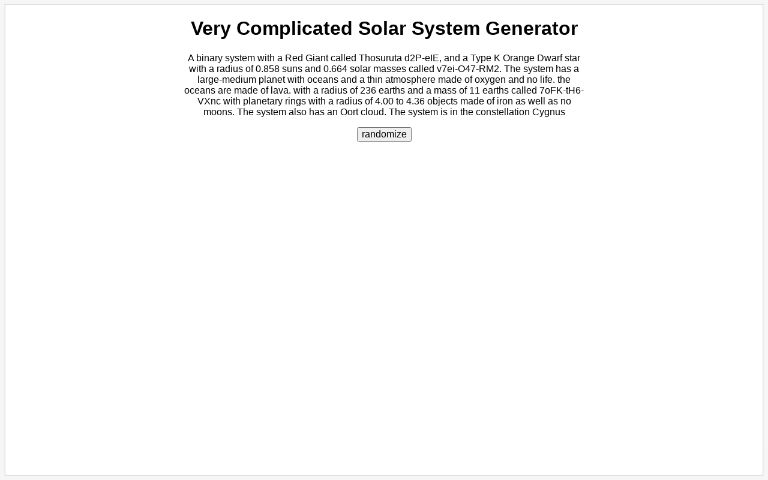 Very Complicated Solar System Generator