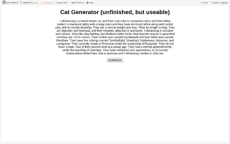 Cat Generator (unfinished, but useable)