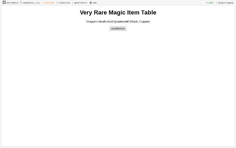 Very Rare Magic Item Table ― Perchance Generator
