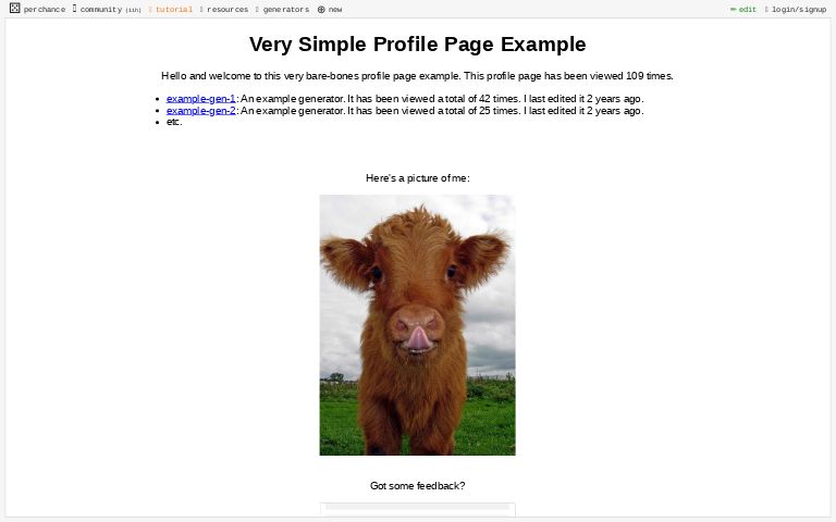 Very Simple Profile Page Example ― Perchance Generator