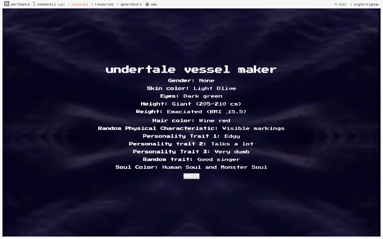 undertale vessel maker ― Perchance Generator
