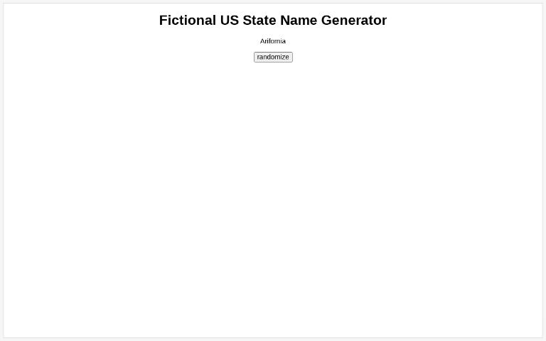 Fictional US State Name Generator