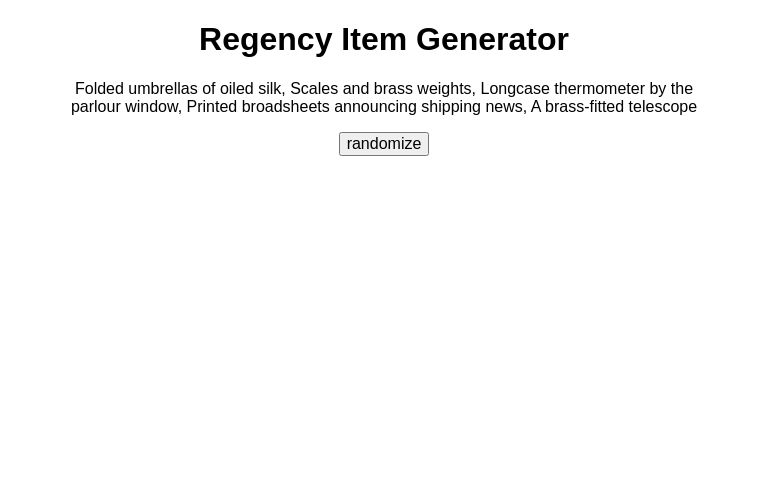 Regency Item Generator