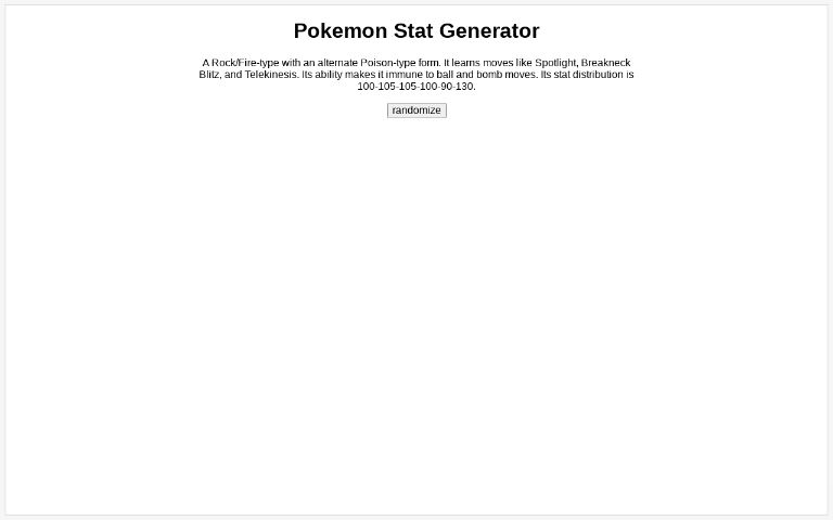 Pokemon Stat Generator