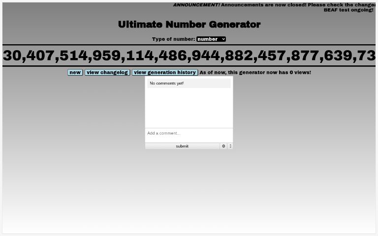 Ultimate Number Generator