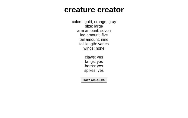 creature creator ― Perchance Generator