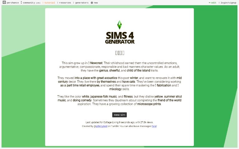 Sims 4 ― Perchance Generator