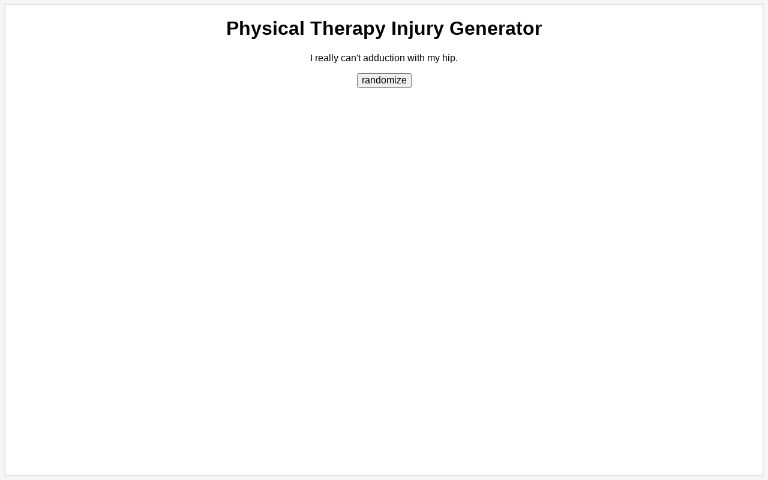 Physical Therapy Injury Generator