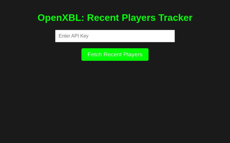 OpenXBL: Recent Players Tracker ― Perchance Generator