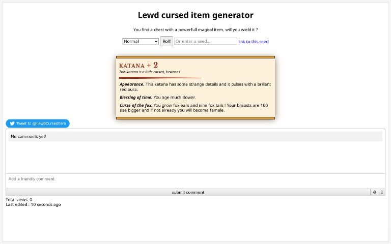 Lewd cursed item generator