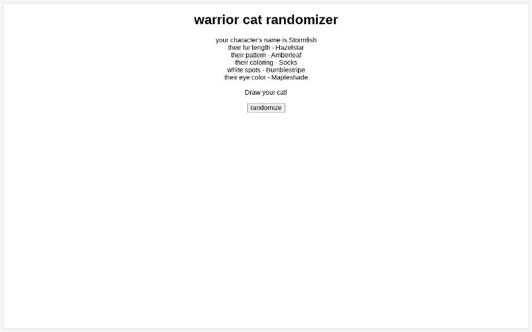 warrior cat randomizer ― Perchance Generator