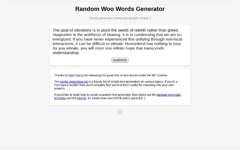 Random Woo Words Generator
