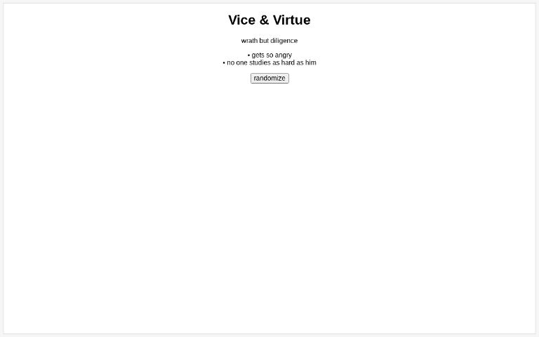 Vice & Virtue ― Perchance Generator