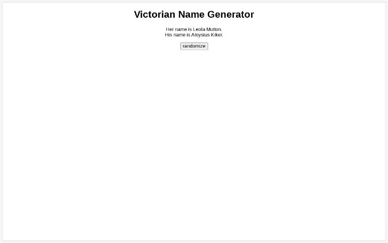 Victorian Name Generator