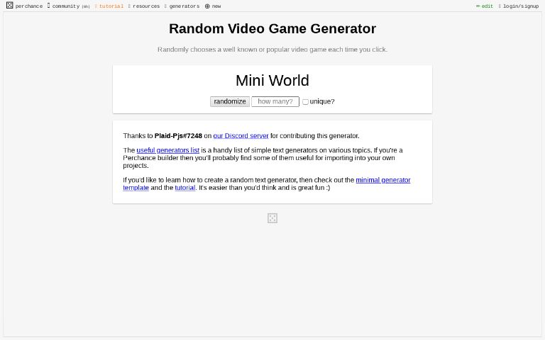 Random Video Game Generator