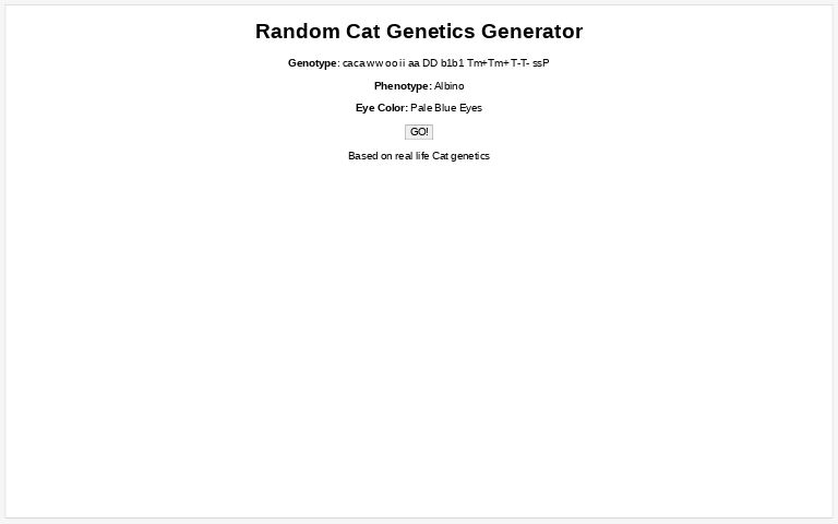 Random Cat Genetics Generator