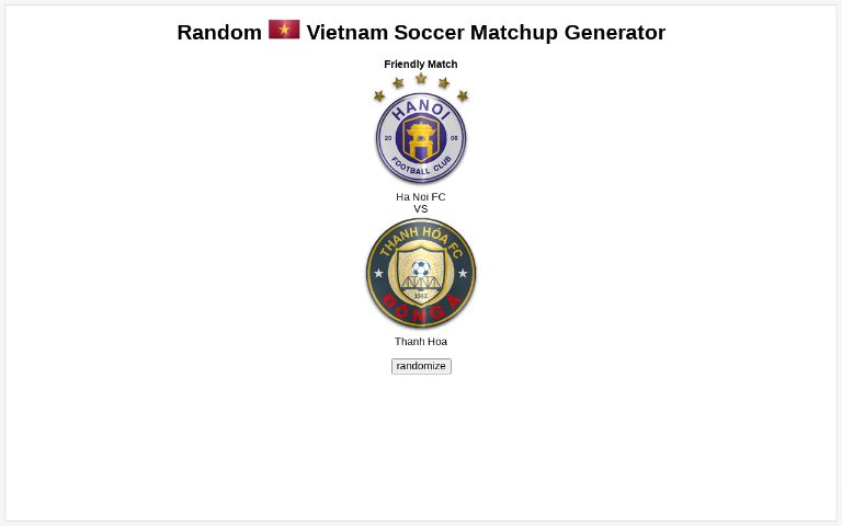 Random Vietnam Soccer Matchup Generator