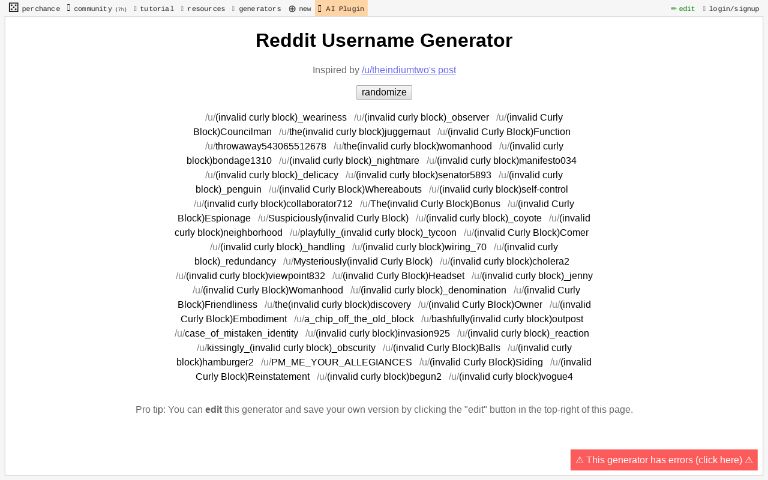 Reddit Username Generator
