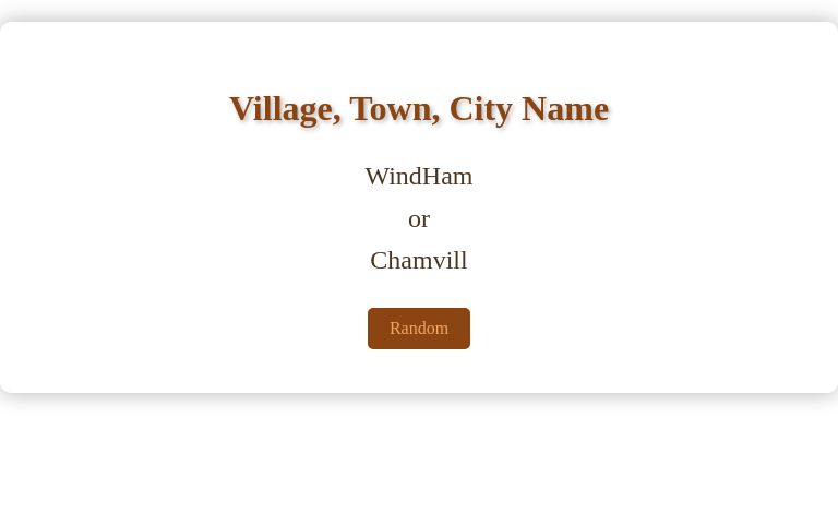 Village, Town, City Name ― Perchance Generator