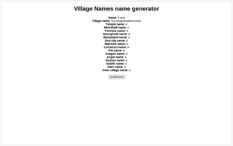 Village Names name generator