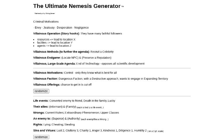 The Ultimate Nemesis Generator