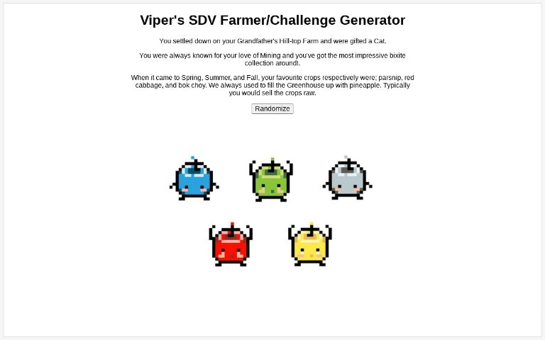 Viper's SDV Farmer/Challenge Generator