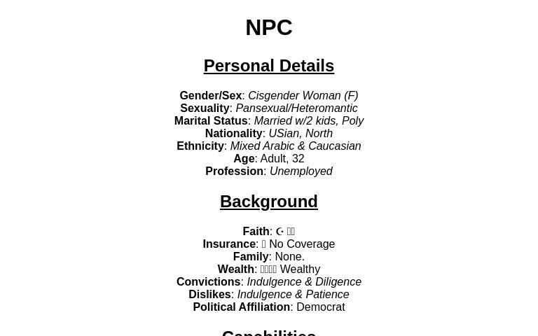 NPC ― Perchance Generator